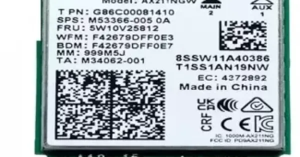 AX211NGW 2nd Generation Intel Wi-Fi 6 Wireless with Extended Wi-Fi 6E ...