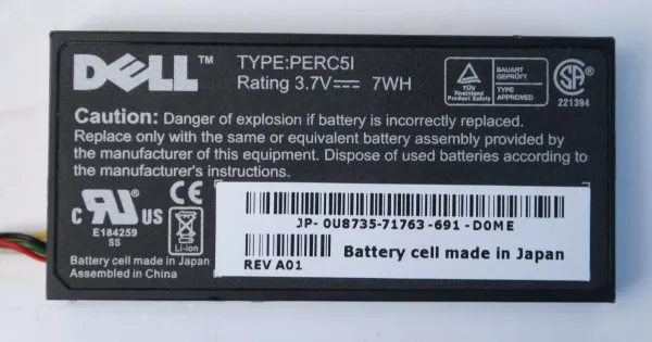 Dell PERC 5i SAS Raid Controller PCIe Battery 0U8735 - Reliable Data ...