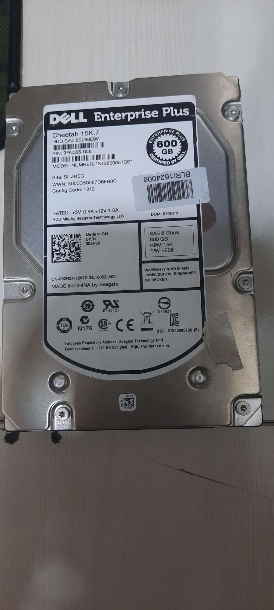 002R3X ST3600057SS 9FN066-031 Dell 600GB 15K SAS 3.5inch 6Gbps Hard Drive