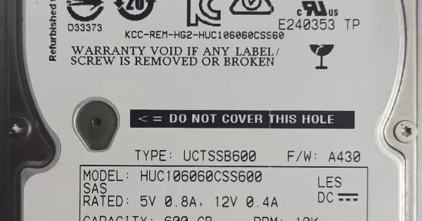 HGST 600GB 10K SAS 2.5 HARD DISK