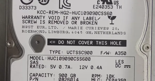 HGST 900GB 10K RPM SAS HARD DISK 2.5