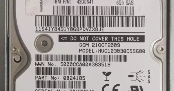 IBM 300GB 2.5 inch 6Gbps 10K SAS Hard Disk 0B24185