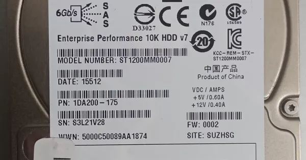SEAGATE 1.2TB 10K 6GB SAS 2.5 1DA200-175