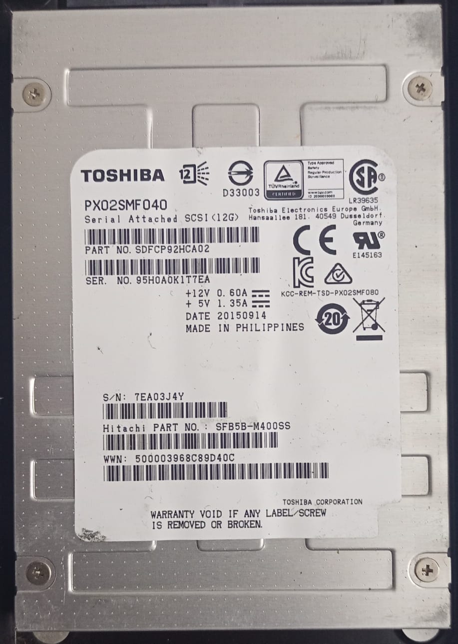 Toshiba 400GB 2.5 inch 6Gbps SAS Hard Disk SDFCP92HCA02