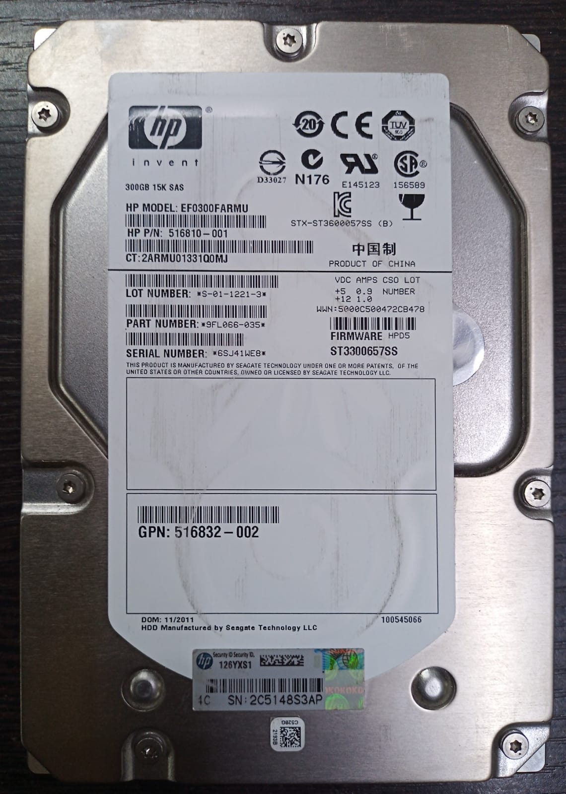 HP 300GB 15K SAS 3.5 Hard Disk