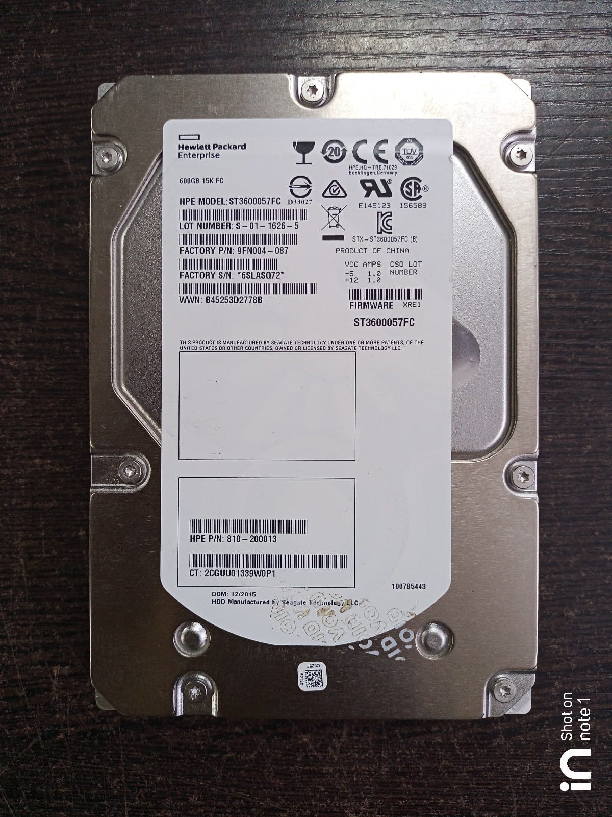 HPE 600GB 15K SAS 3.5 Hard Disk