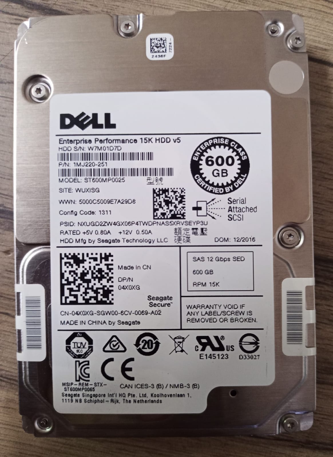 DELL 600GB 15K SAS 2.5 HARD DISK