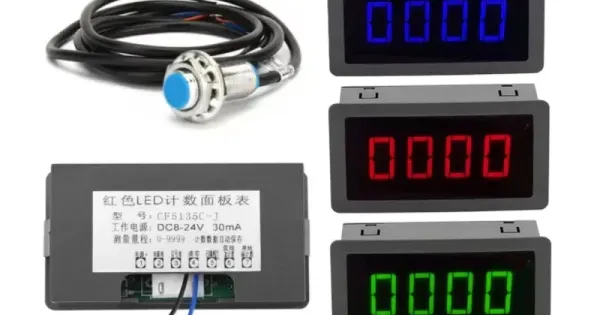 LED 4 Digit Blue Green Red Display Indicators Tachometer+Hall Proximity ...