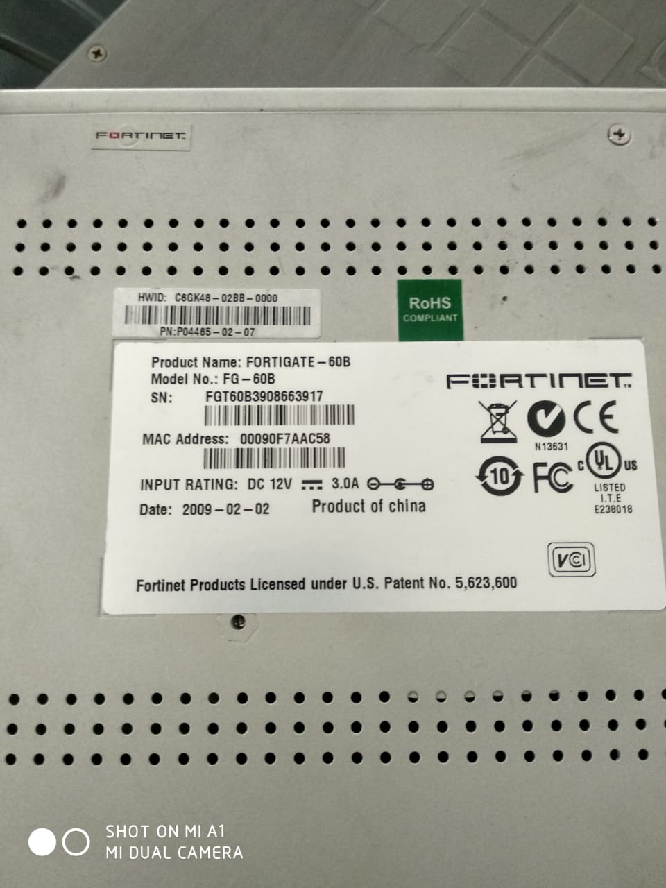 Fortinet FG 60B Fortigate Firewall Security Appliance VPN